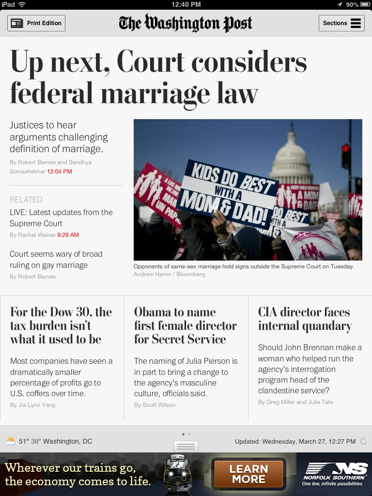 Washington Post App: Tablet Newspaper Experience Done Right