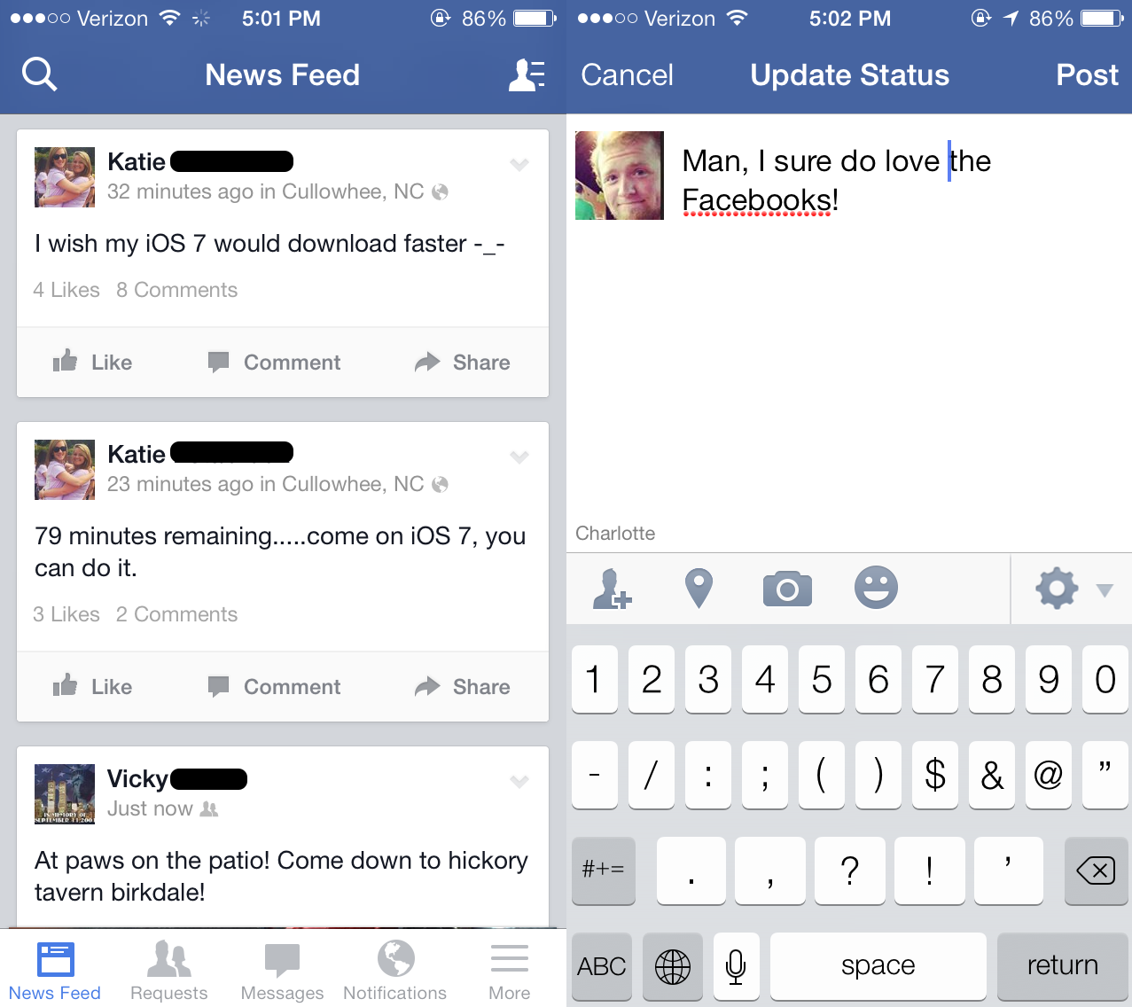 Facebook iOS App Gets New Look Alongside iOS 7 Release